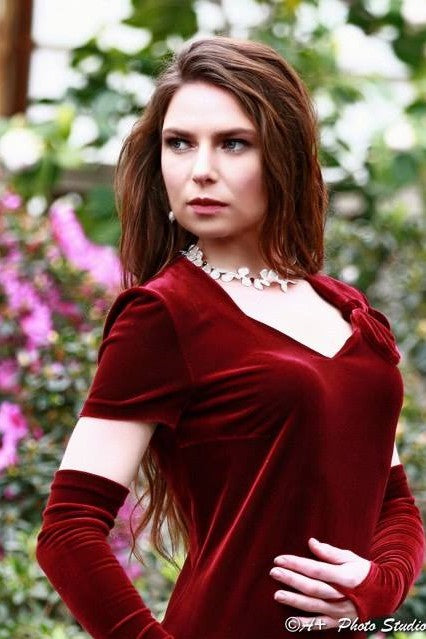 VELVETA Two Pieces Sheath Short Sleeve Burgundy Velvet Evening Gown ...